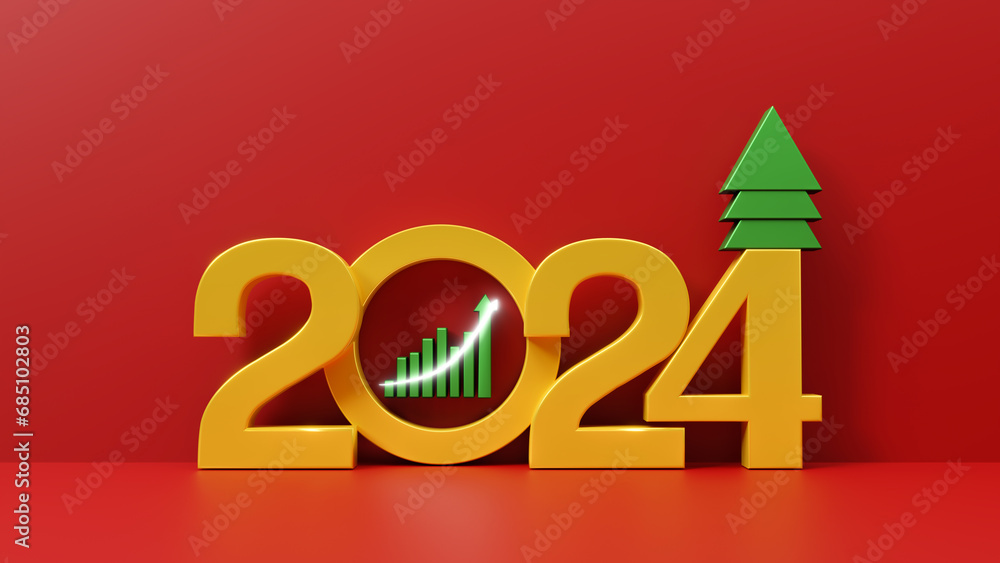 2024 Growth and development chart of business in new year 2024. Arrows ...