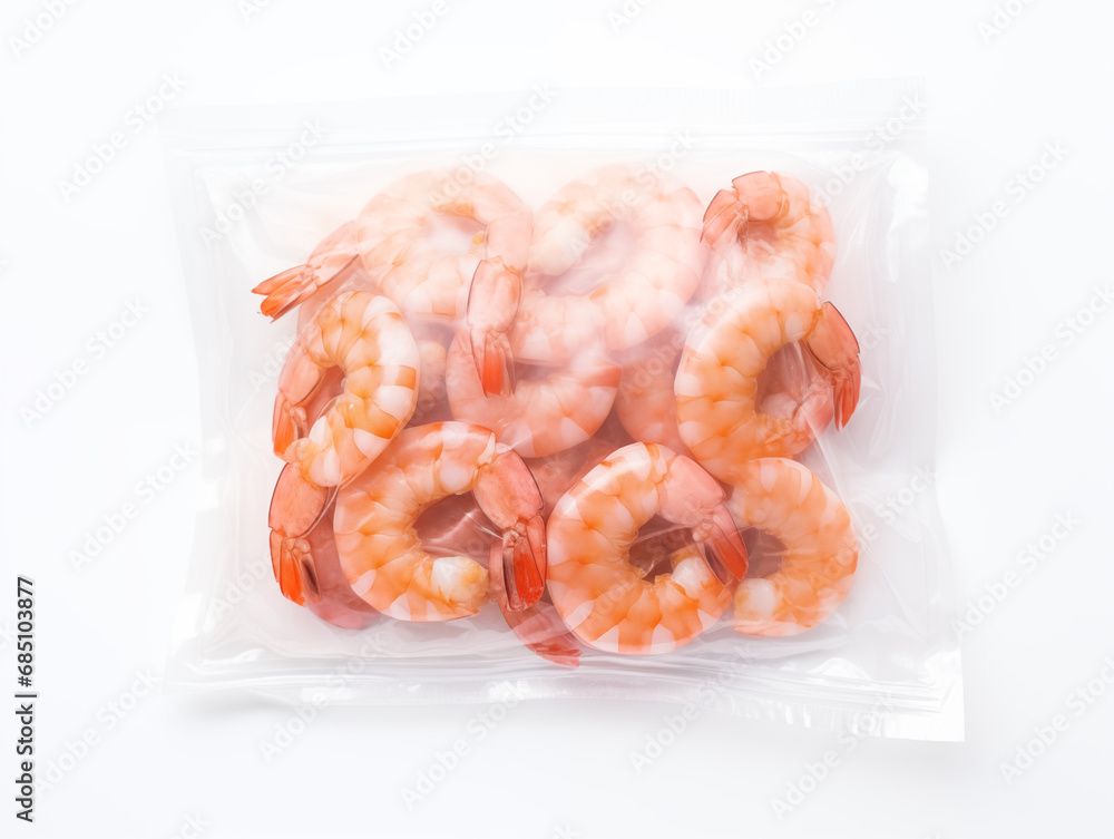 Vacuum packed peeled shrimp ready for freezing and long term storage ...