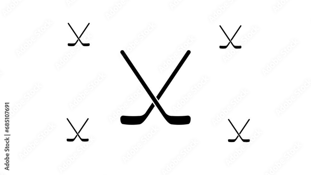 Zoom in and out animation the hockey symbol. Large black symbol in the ...