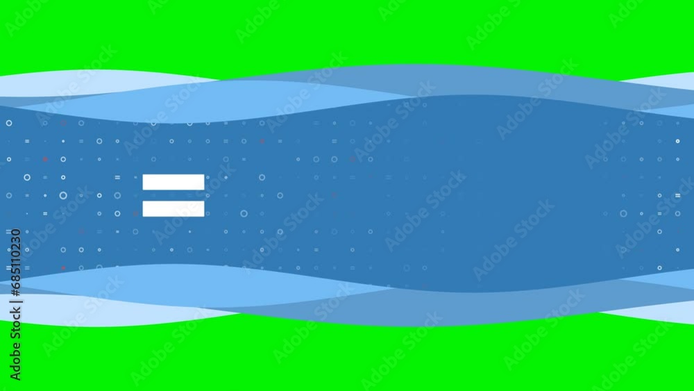 Animation of blue banner waves movement with white equals symbol on the ...