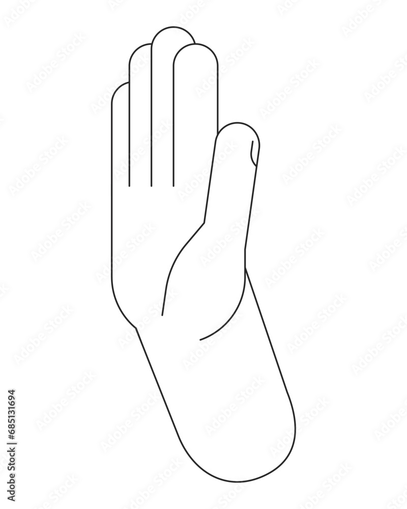 Hand say no cartoon human hand outline illustration. Setting boundaries ...
