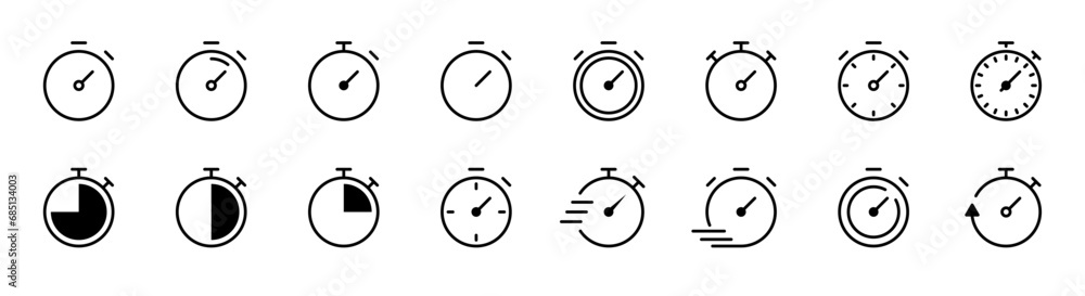 Stopwatch icon set. Timer line icon. Stopwatch symbol. Timer symbol set ...