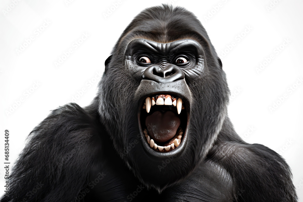 angry gorilla attack head isolated on transparent background Stock ...