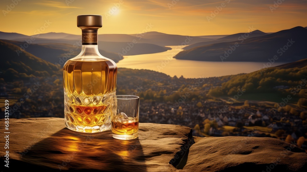 background scottish whiskey drink scenic illustration scotland ...