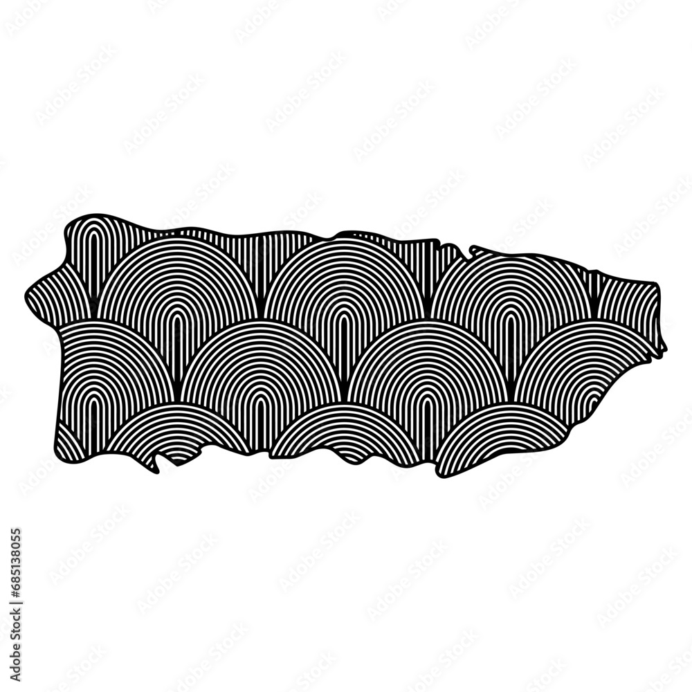 Art Deco retro Puerto Rico map. Decorative laser cut file Stock Vector ...