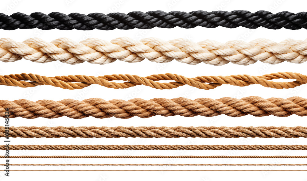 Set of ropes - various load-bearing capacity, flexibility, colors and ...