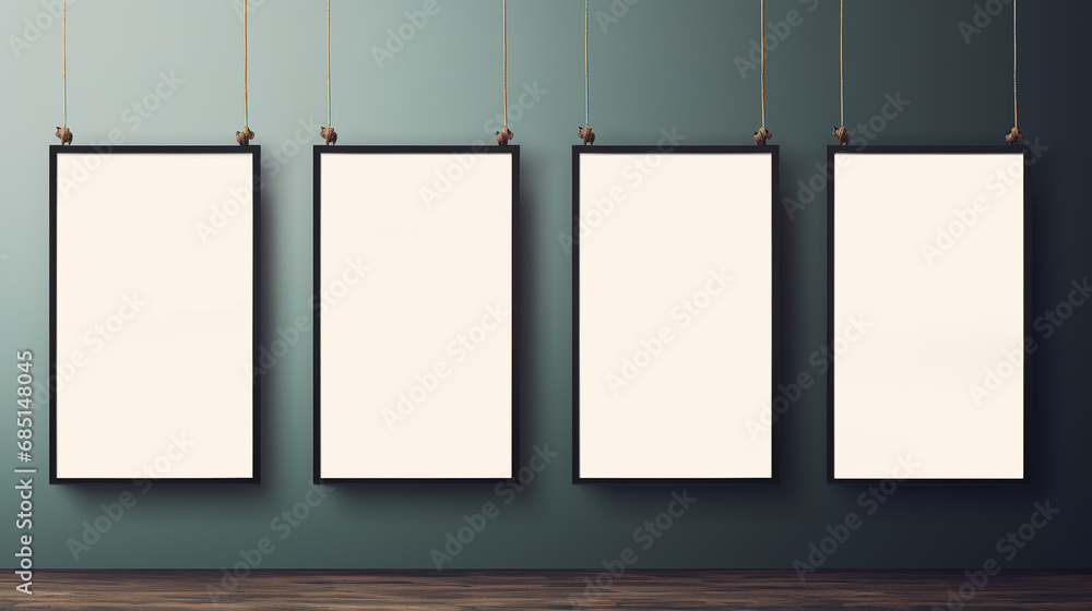 Generative AI, set of four posters mock up, blank minimalistic ...