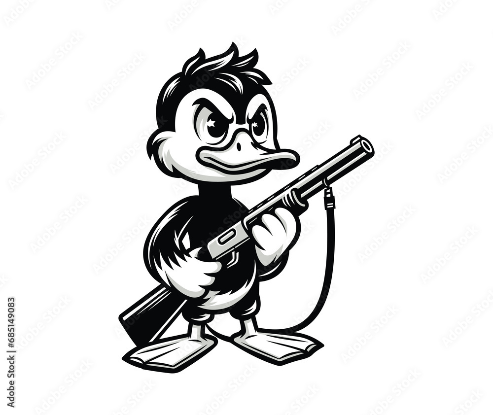 Cartoon Duck with Shotgun Vector Stock Vector | Adobe Stock