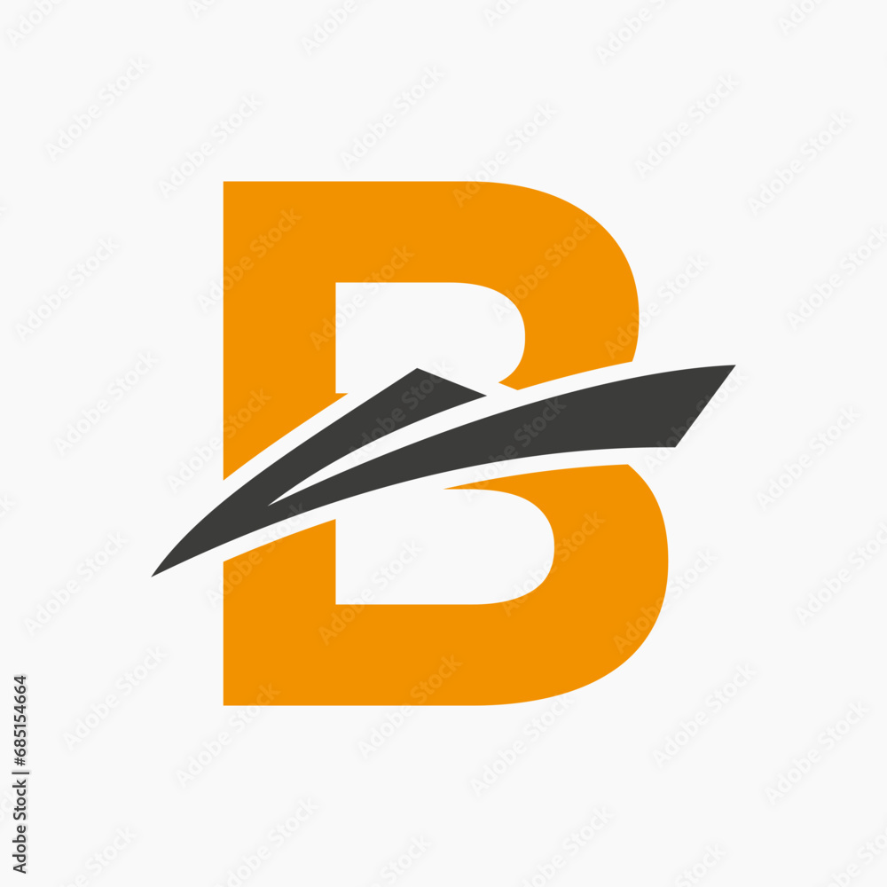 Letter B Shipping Logo Sailboat Symbol. Nautical Ship Sailing Boat Icon ...