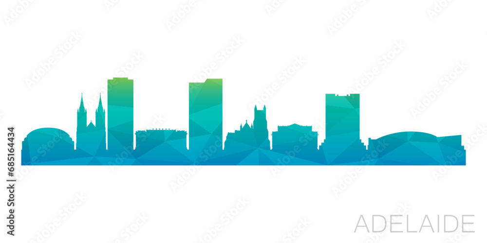 Adelaide SA, Australia Low Poly Skyline Clip Art City Design. Geometric ...
