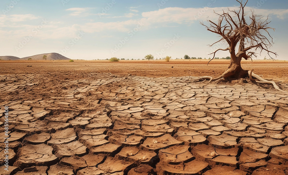 Dry cracked desert. The global shortage of water on the planet. Global ...