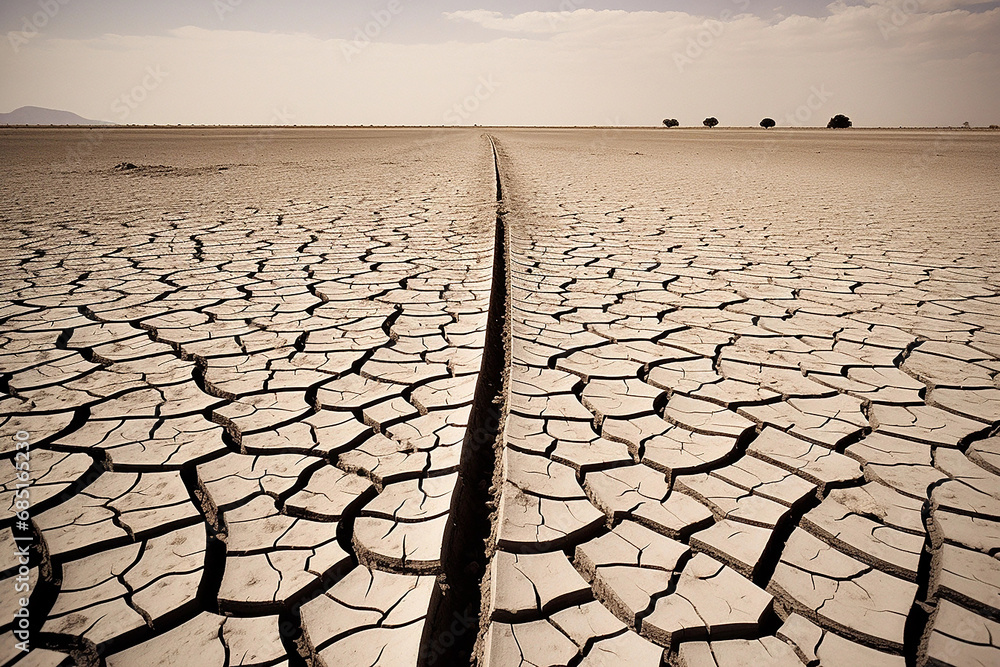 Dry cracked desert. The global shortage of water on the planet. Global ...