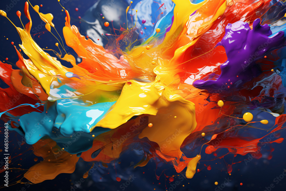 Colorful liquid paint splattering, color paint explosion Stock ...