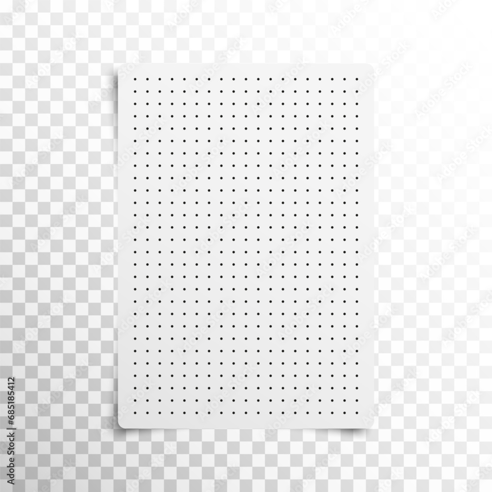 Realistic dotted grid paper sheet. Black point texture for architect ...
