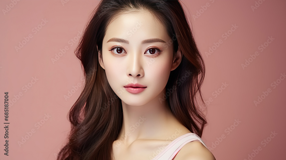 photography of beautiful korea woman, skin clean for cosmetic. pastel ...