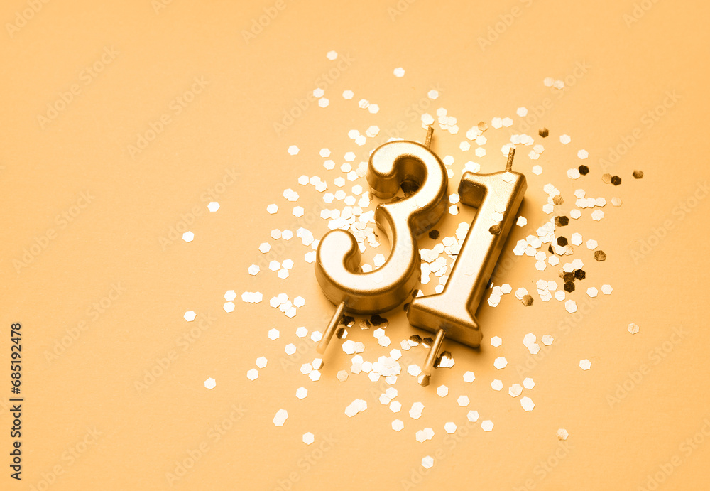 31 years birthday celebration festive background made with golden ...