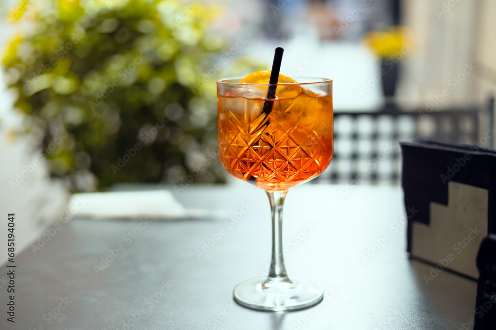 Aperol Spritz Cocktail. Alcoholic beverage based on table with ice ...