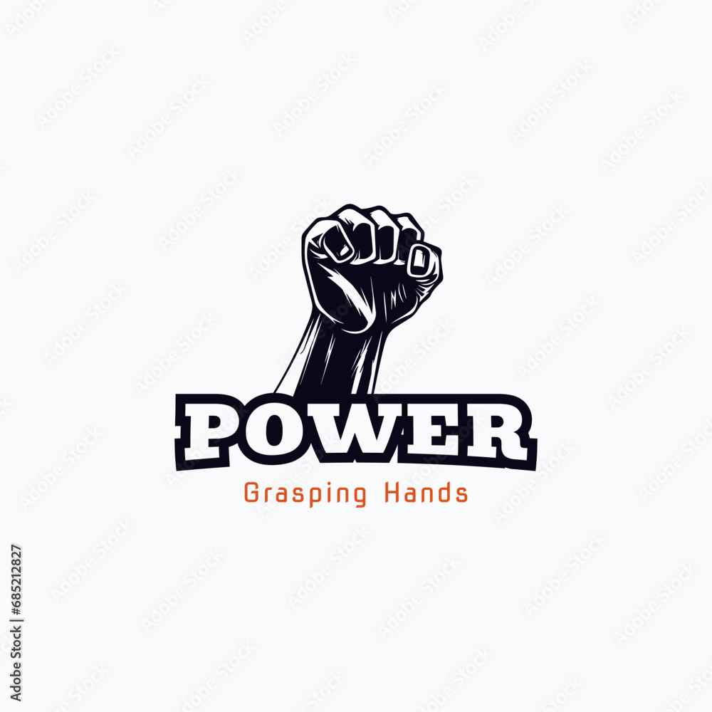 hands clenched power strength icon logo vector.Fist male hand ...