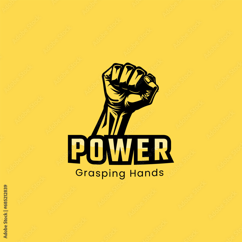 hands clenched power strength icon logo vector.Fist male hand ...