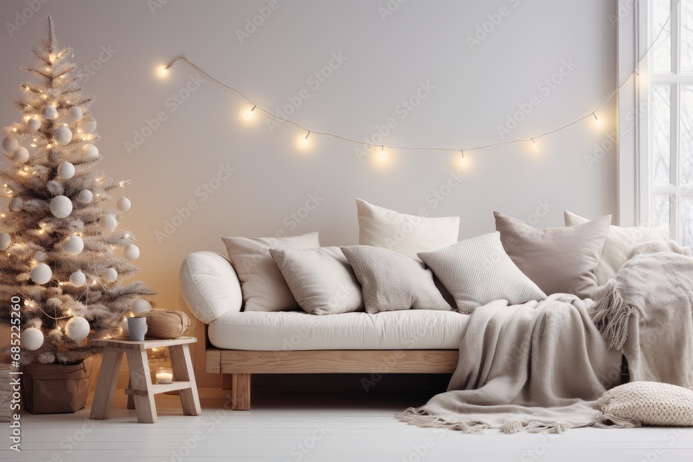 Scandi Style Christmas Coziness - A minimalist living room decorated in ...