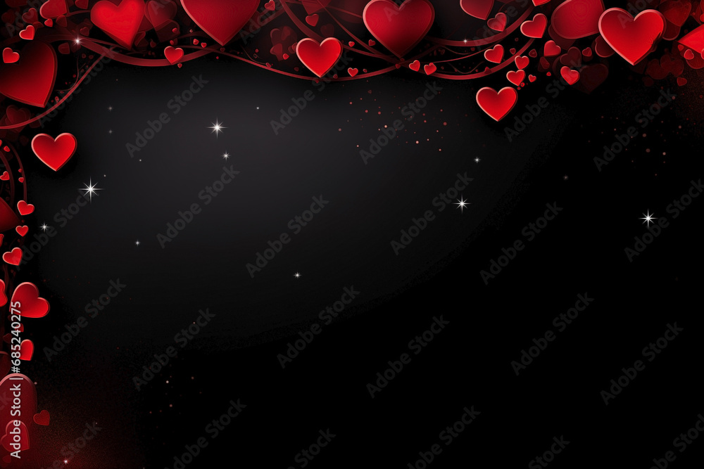 Valentine's Day border design with red hearts and romantic motifs ...