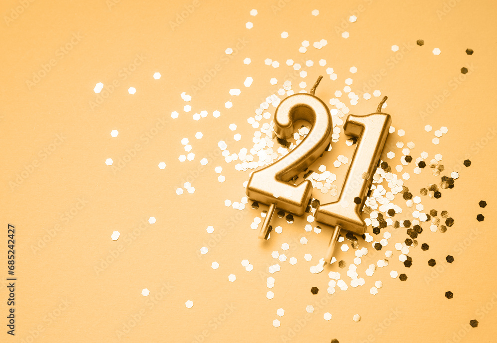 21 years birthday celebration festive background made with golden ...