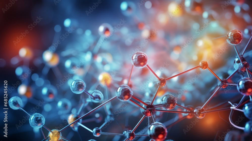 Colorful realistic model of molecule. Scientific image of cell ...