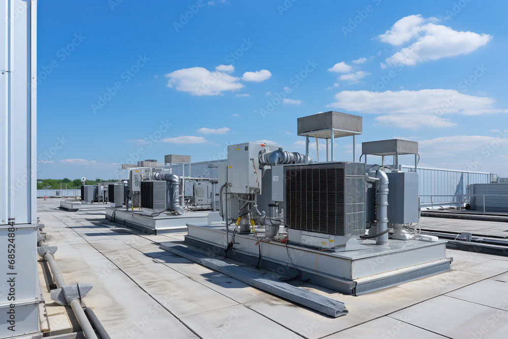 External unit of commercial air conditioning and ventilation system ...