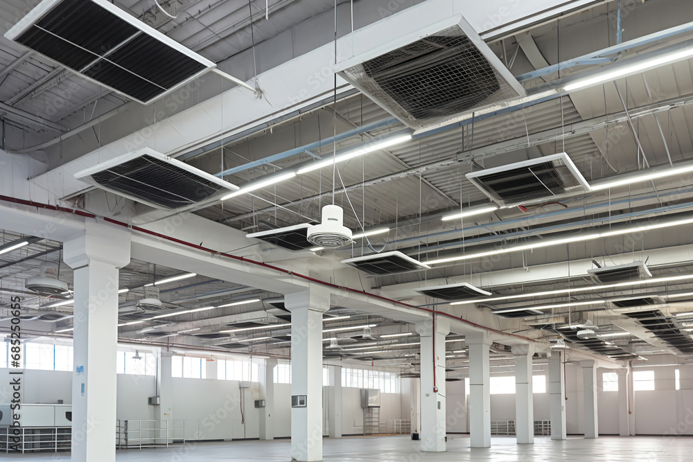 Ceiling mounted cassette type air condition units with other parts of ...