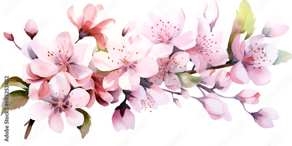 Flower Seamless border pattern set. Hand painted illustration of purple ...