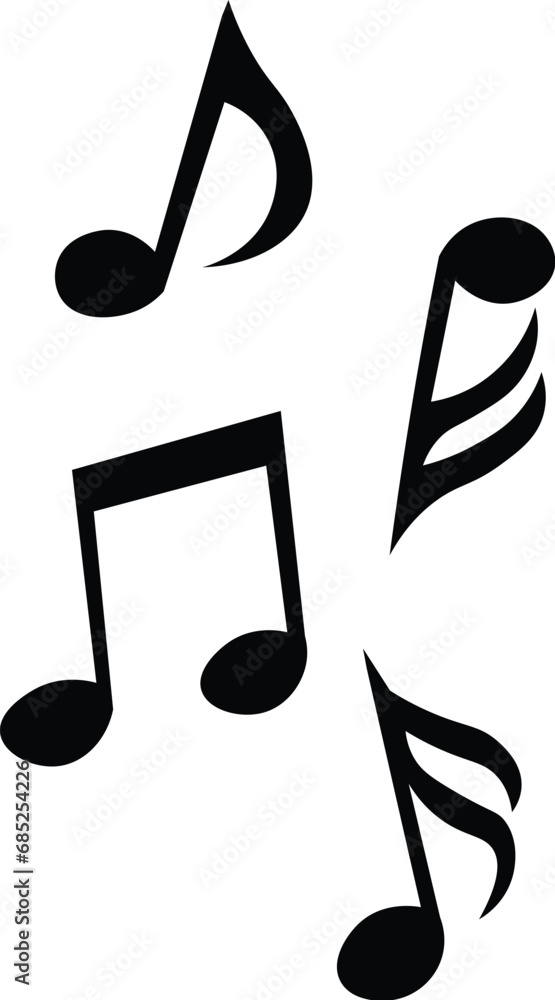 Cartoon Black and White Isolated Illustration Vector Of Music Notes ...