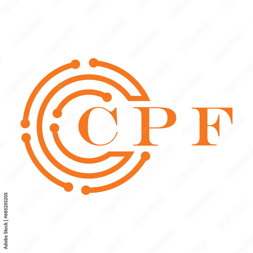 CPF letter design. CPF letter technology logo design on white background. CPF Monogram logo ...