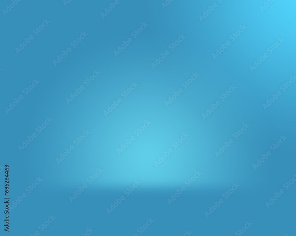 Realistic cove curve wall floor studio background in blue color in ...