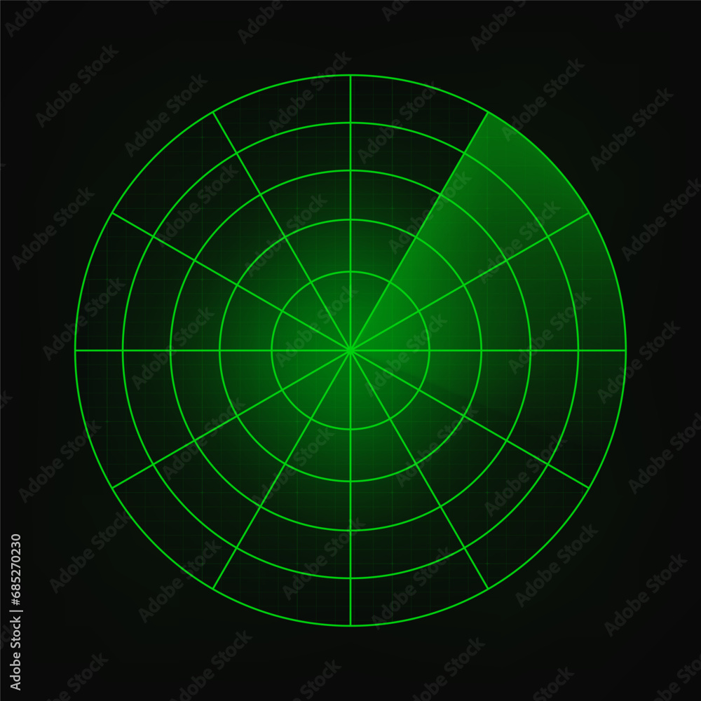 Realistic vector radar in searching. Air search. Military search system ...