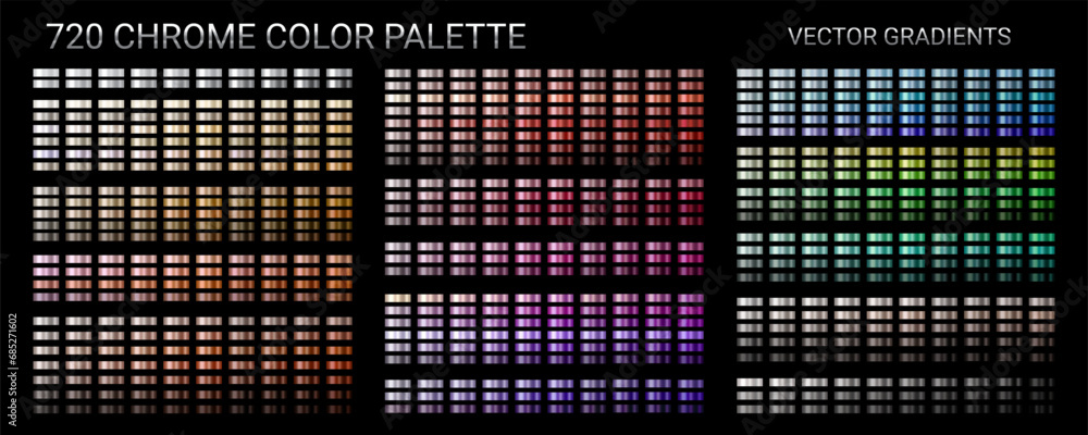 Chrome metal gradients. Color palette vector. Colorful shiny gradients ...