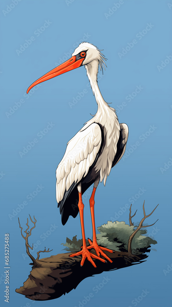Dessin d'une cigogne, symbole traditionnel de la région Alsace en ...