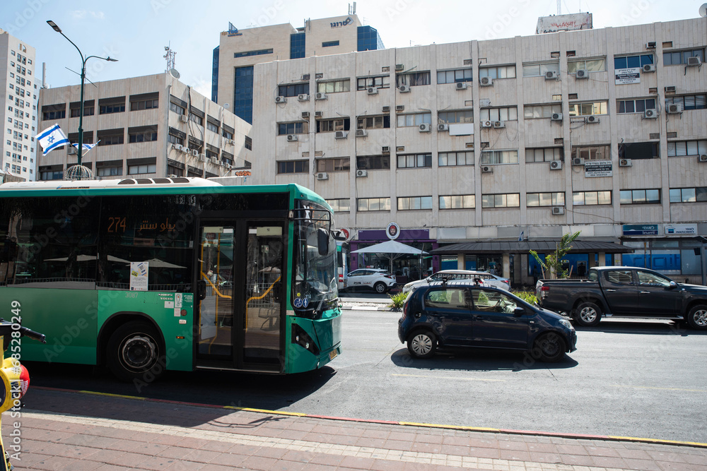 Rishon Lezion, Israel – 07.11.2023. Israel Green Autobus Egged company ...