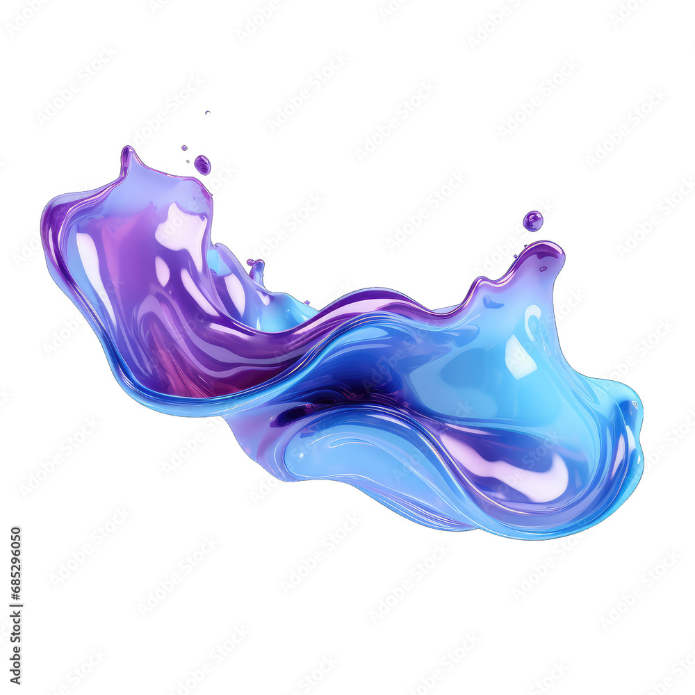 Blue and purple gradient color floating liquid blob isolated on ...