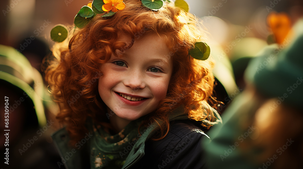 Celebrating St. Patrick's Day with a cute child dressed in traditional ...