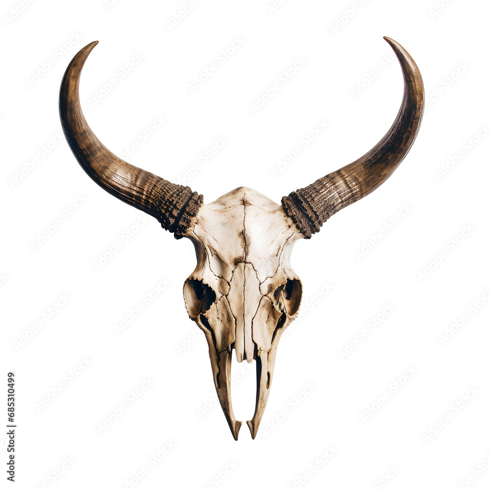 Beautiful horned animal skull on PNG transparent background for home ...