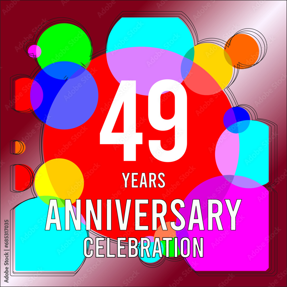 49 Years anniversary celebration with colorful circles and traces over ...
