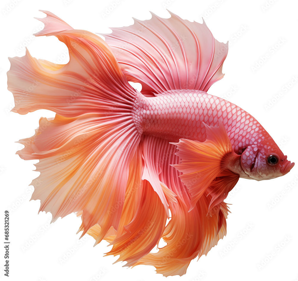 Betta fish or Betta splendens. Pink-orange Betta splendens. Aquarium ...