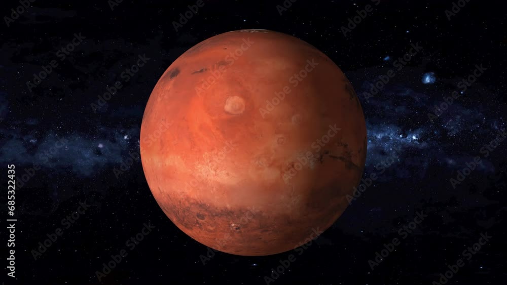 Mars planet 4k seamless looping animation on the Milky way background ...