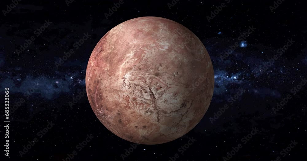 Makemake 4k seamless animation of spinning dwarf planet of the solar system on milky way ...