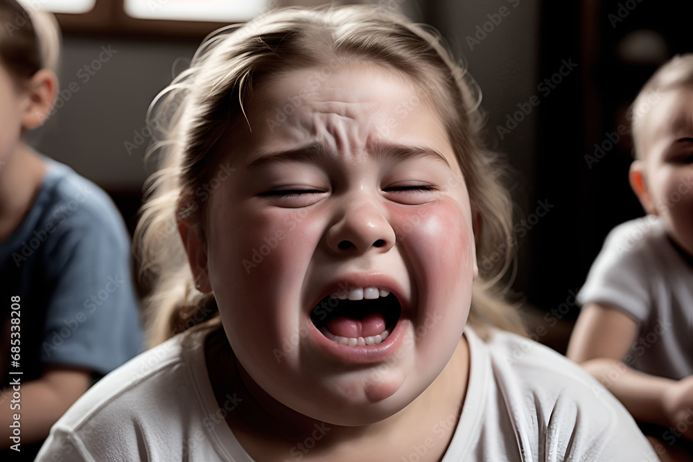 Little girl crying while being bullied by her schoolmates Stock Photo ...