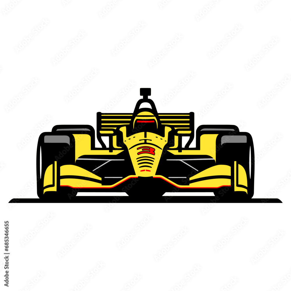 Indycar motorsport racing car vector illustrated silhouette yellow ...
