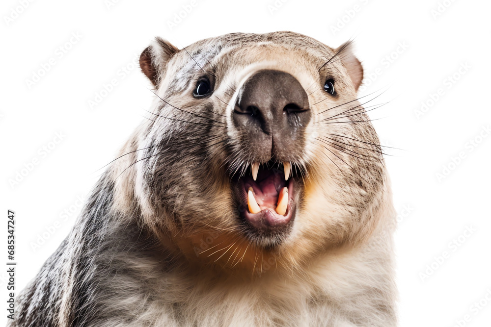 angry wombat head portrait isolated on transparent background Stock ...