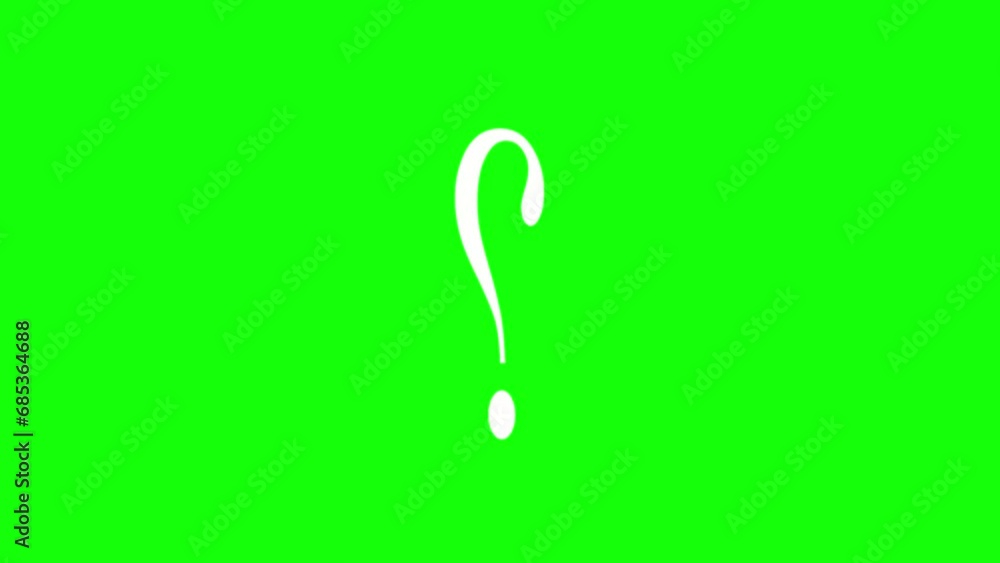Animated White 3D Question Mark Symbol on Green Screen. Isolated ...