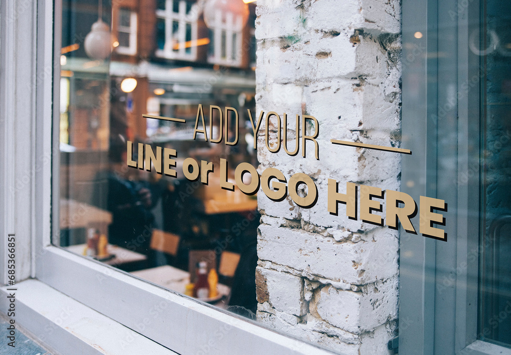 Glass Window Line Logo Mockup Stock Template | Adobe Stock