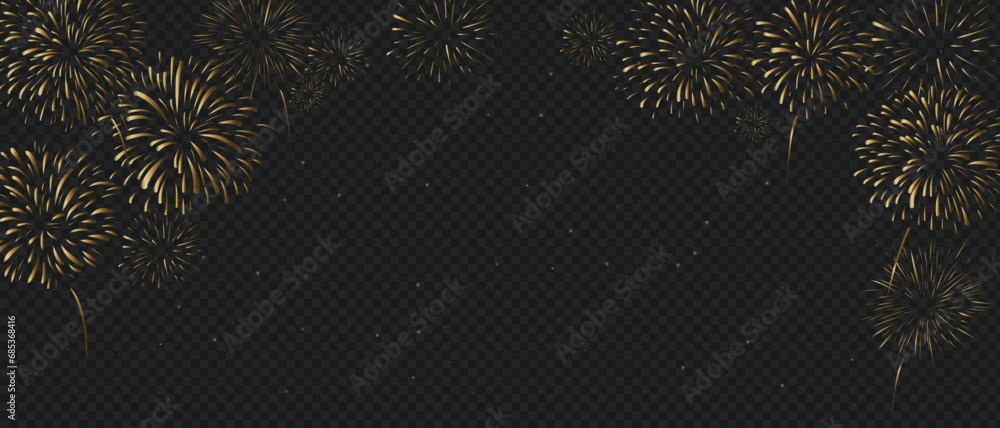 Vector fireworks in Night Starry Sky Background Template New Year ...